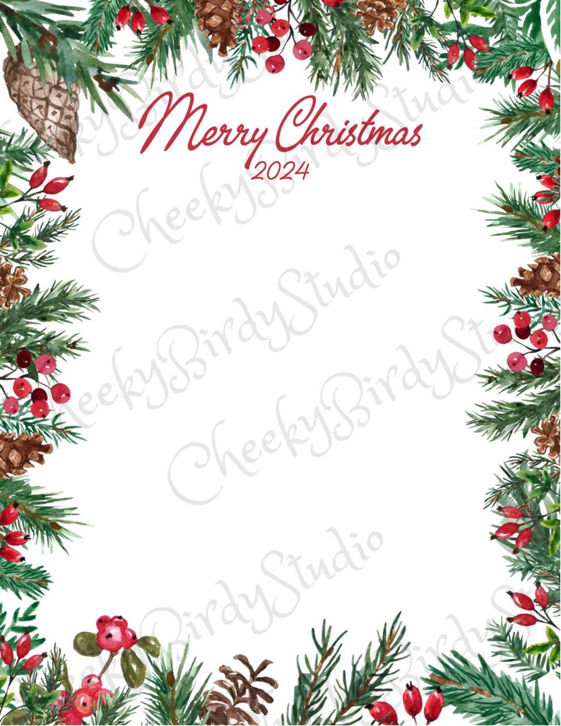 Printable 2024 Christmas Stationery Digital Download 2 Pages Instant ...