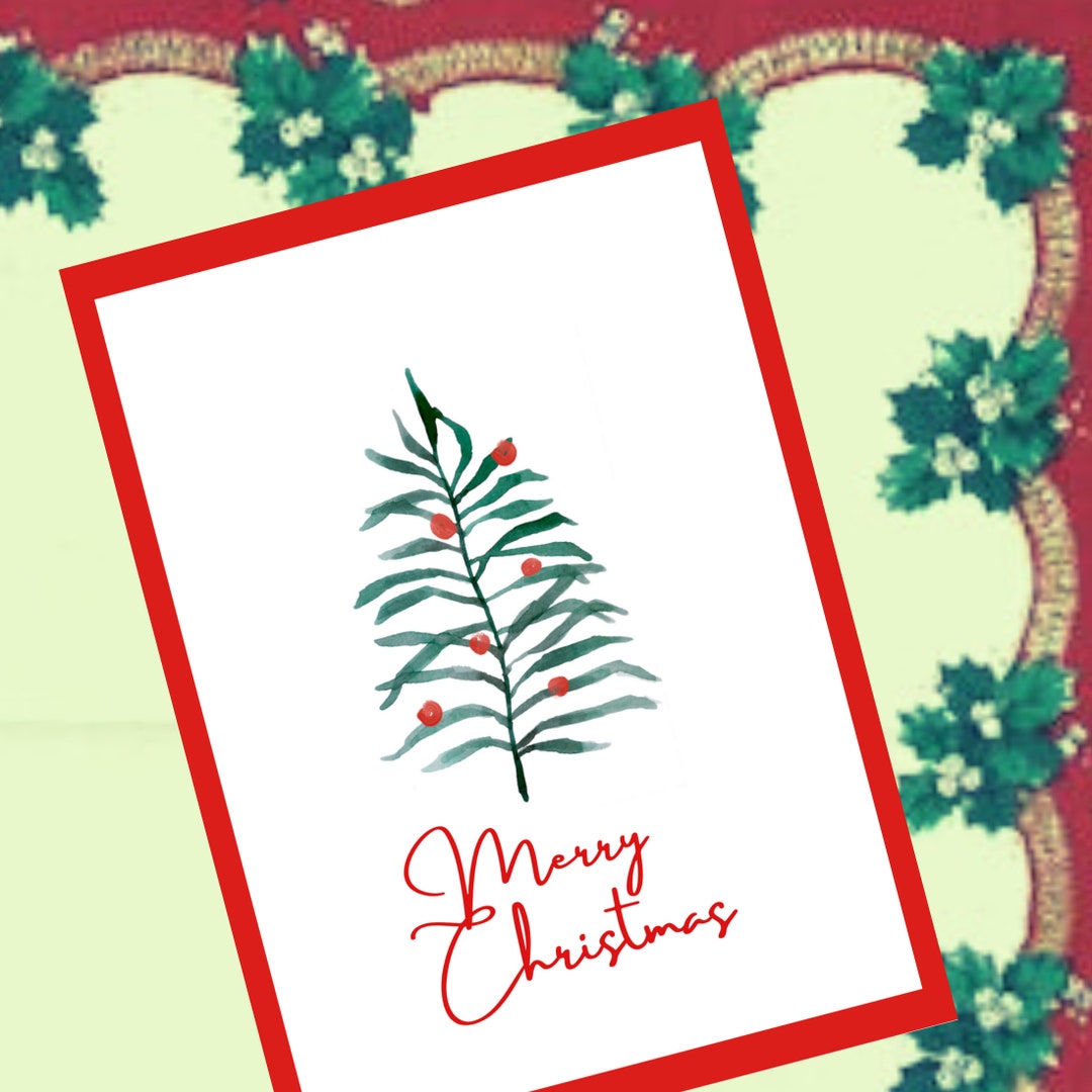 Rustic Christmas Tree Christmas Card Digital Download instant - Etsy