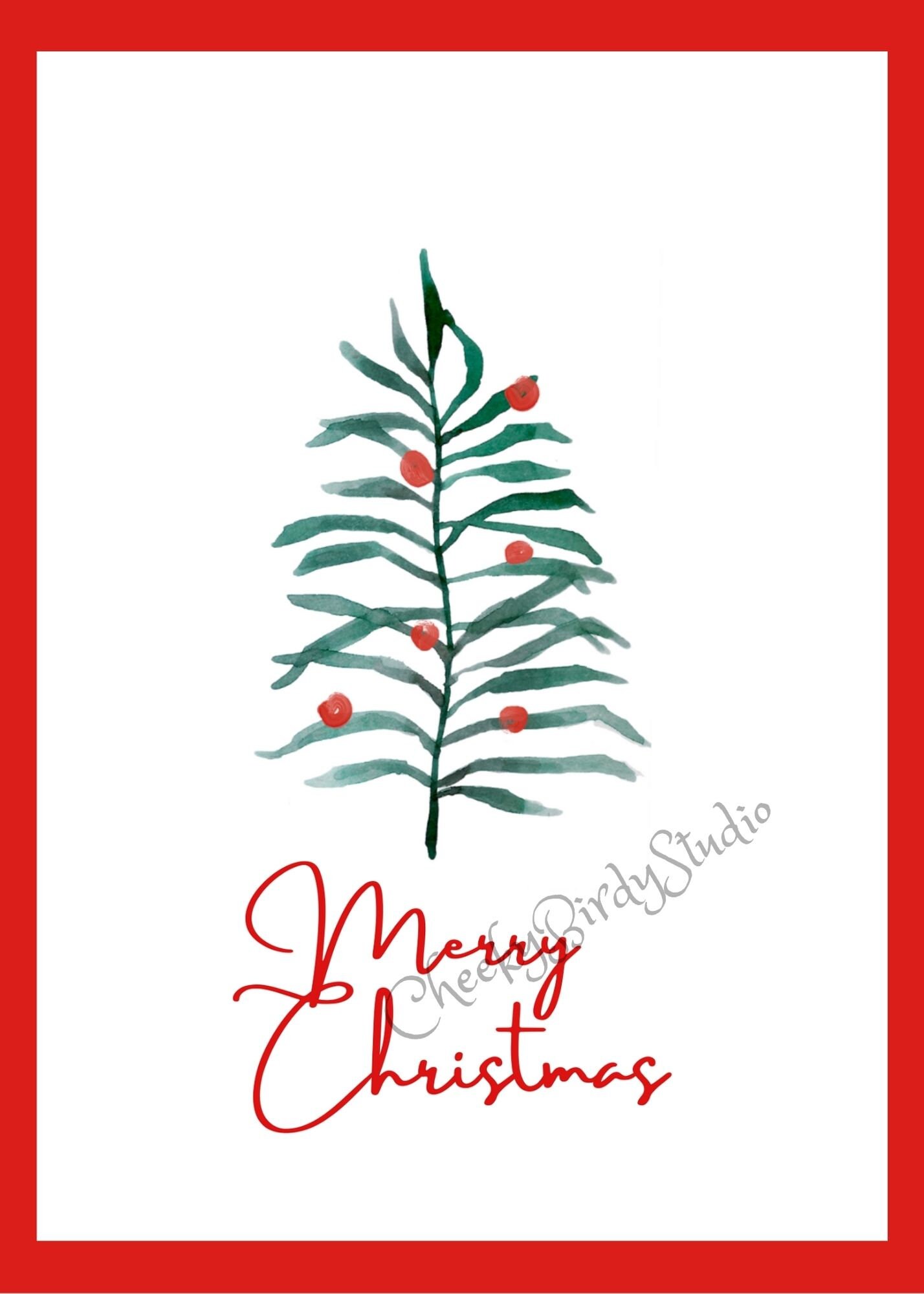 Rustic Christmas Tree Christmas Card Digital Download instant - Etsy