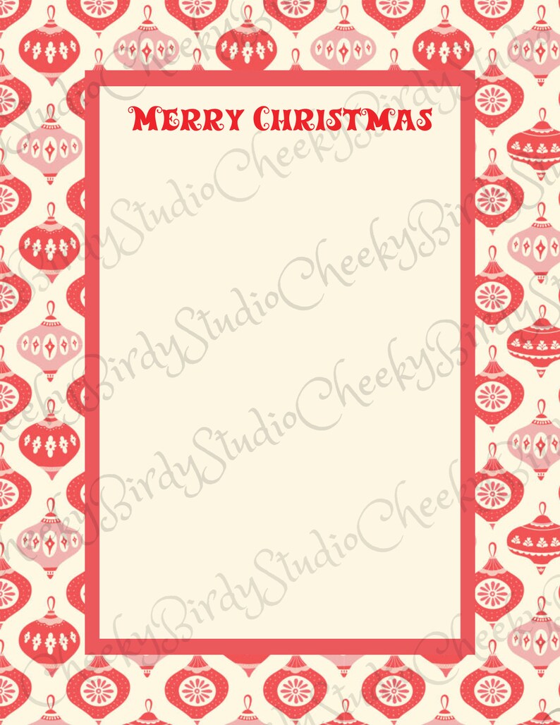 Printable Christmas Stationery Digital Download Instant Editable Old ...