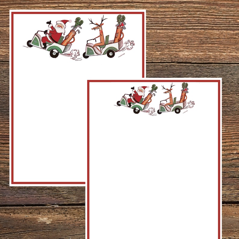 Printable Golf Christmas Stationery Digital Download Santa and Reindeer ...