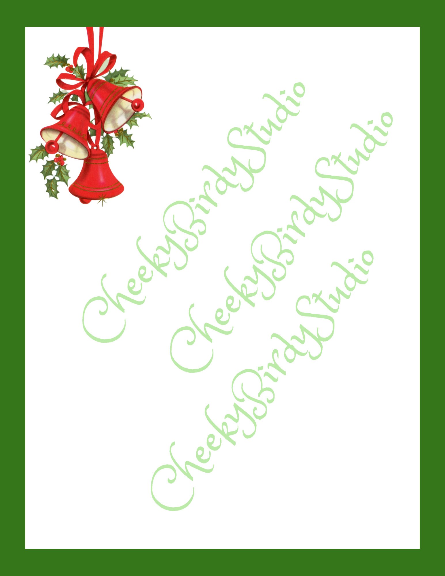 Printable Christmas Bells Stationery Digital Download 2 Pages Instant ...