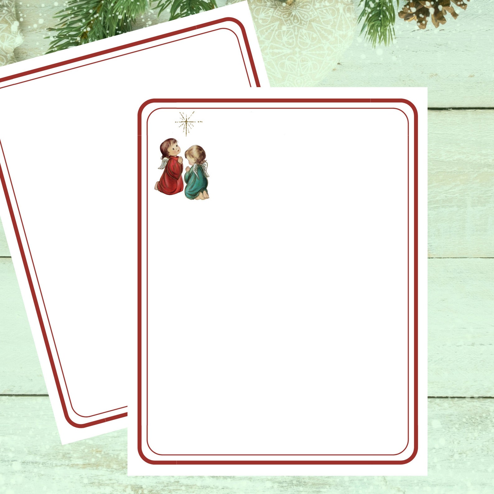 Printable Christmas Stationery Digital Download 2 Pages Editable ...