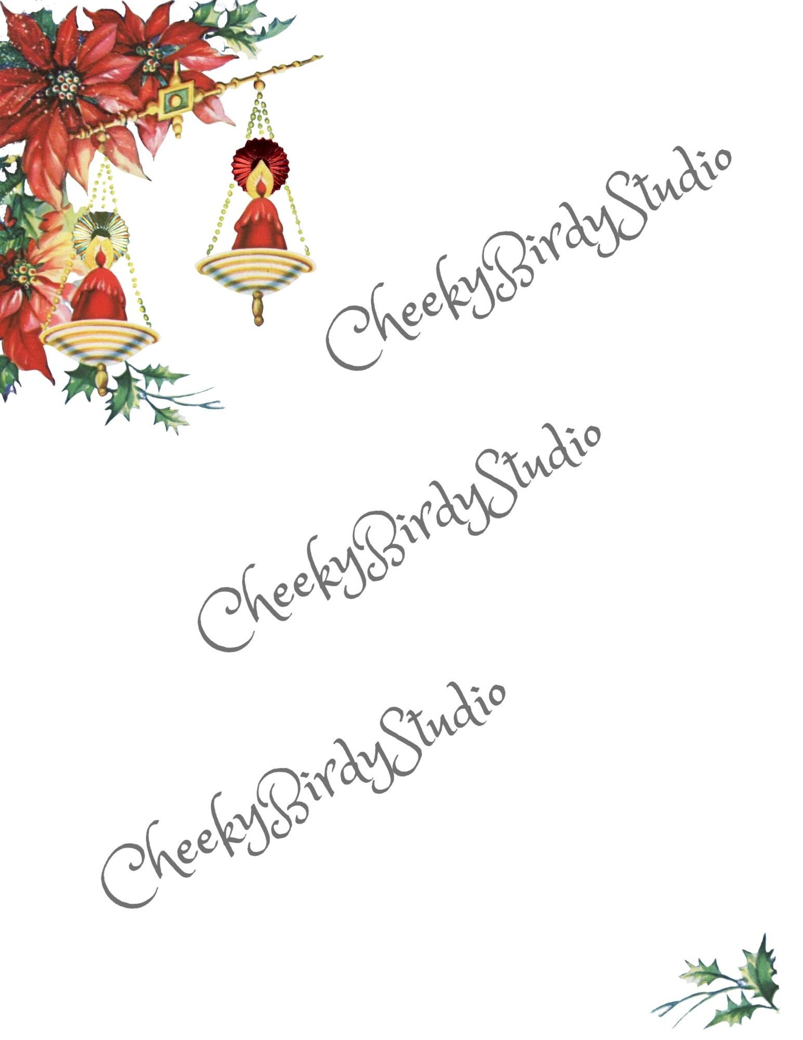 Printable Christmas Stationery Digital Download 2 Pages Instant ...