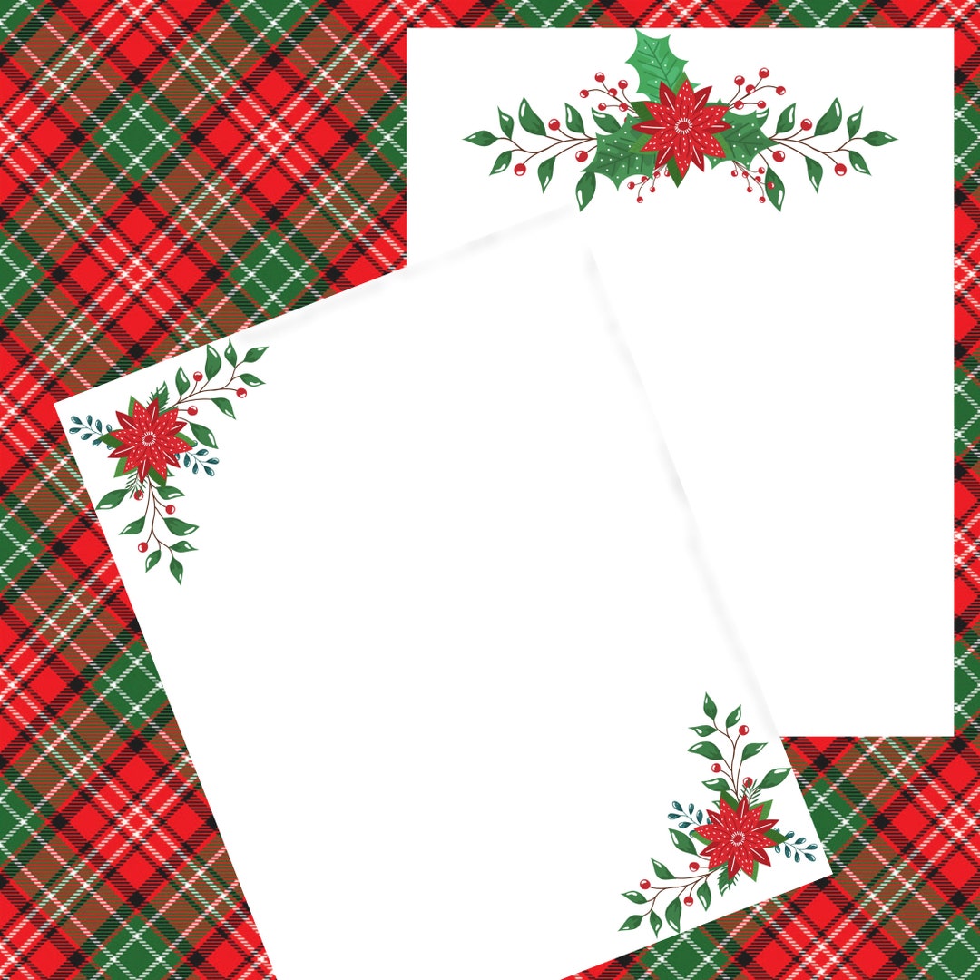 Printable Christmas Stationery Digital Download 2 Pages Instant ...