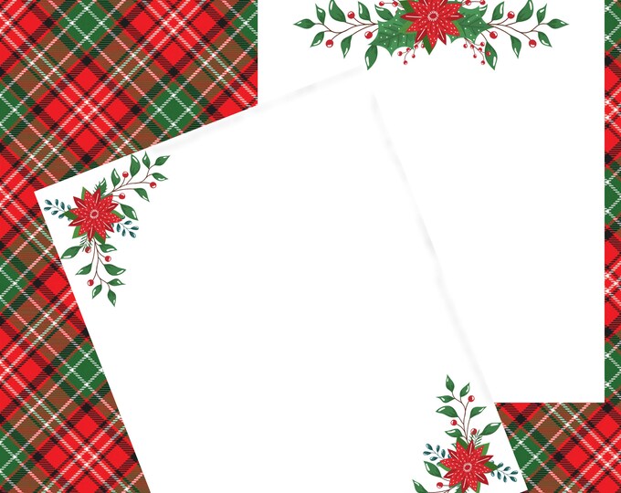 Printable Christmas Stationery Digital Download 2 Pages Instant ...