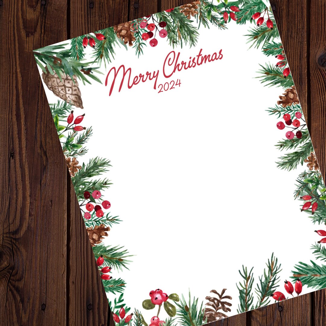 Printable 2024 Christmas Stationery Digital Download 2 Pages Instant ...