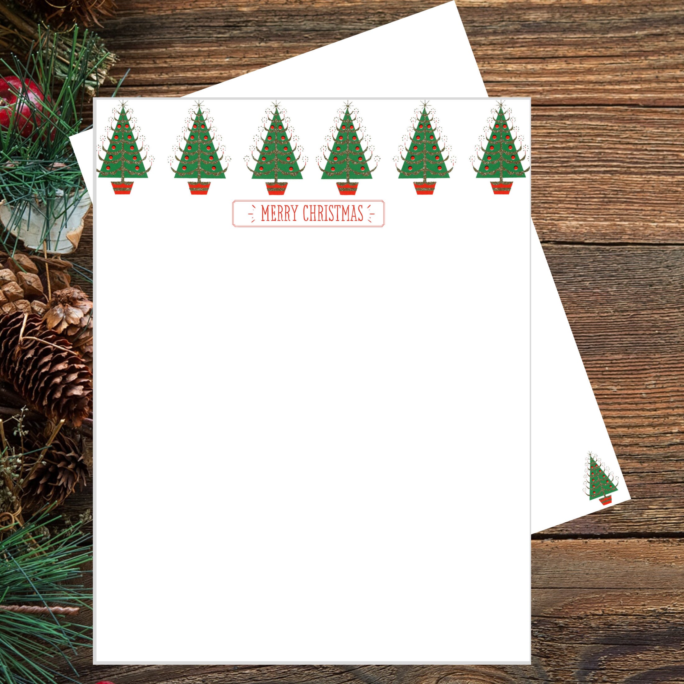 Printable Christmas Stationery Digital Download 2 Pages MCM Christmas ...