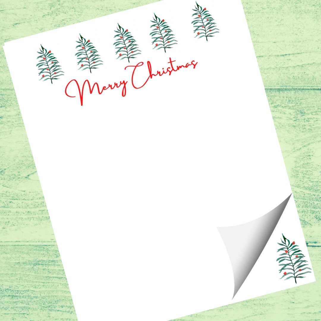 Printable Christmas Stationery Digital Download 2 Pages Instant ...