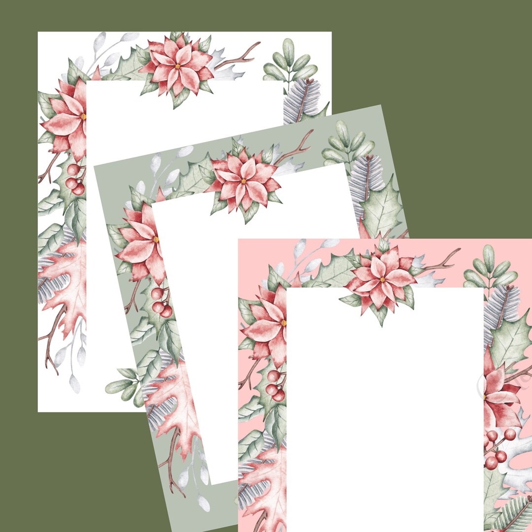 Printable Christmas Stationery Digital Download 3 Pages Instant ...