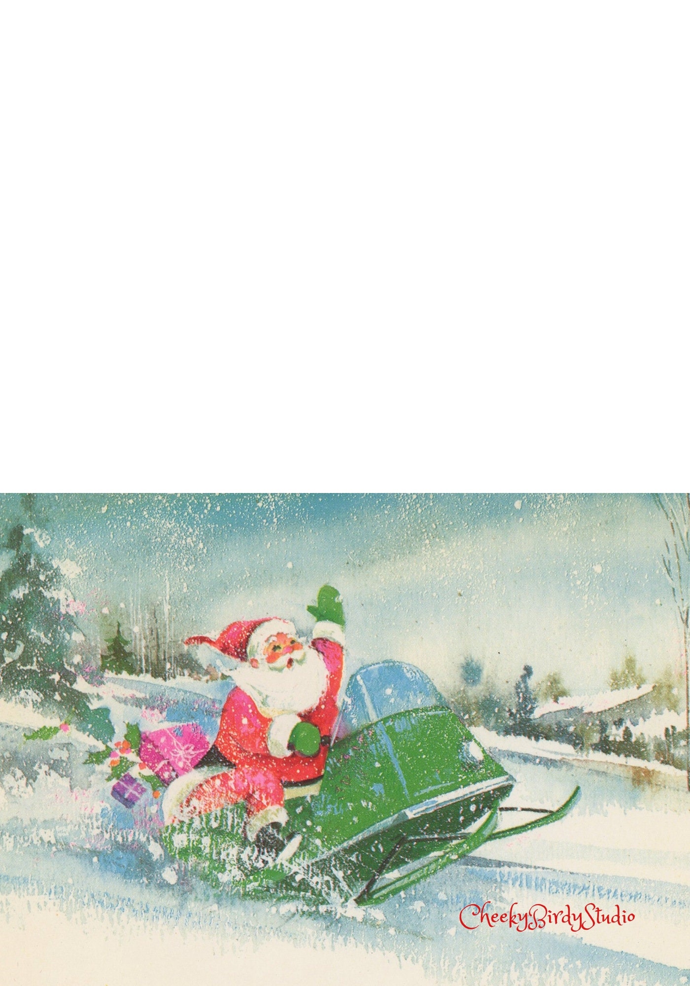 Snowmobiling Santa Claus Christmas Card 7x5 and - Etsy
