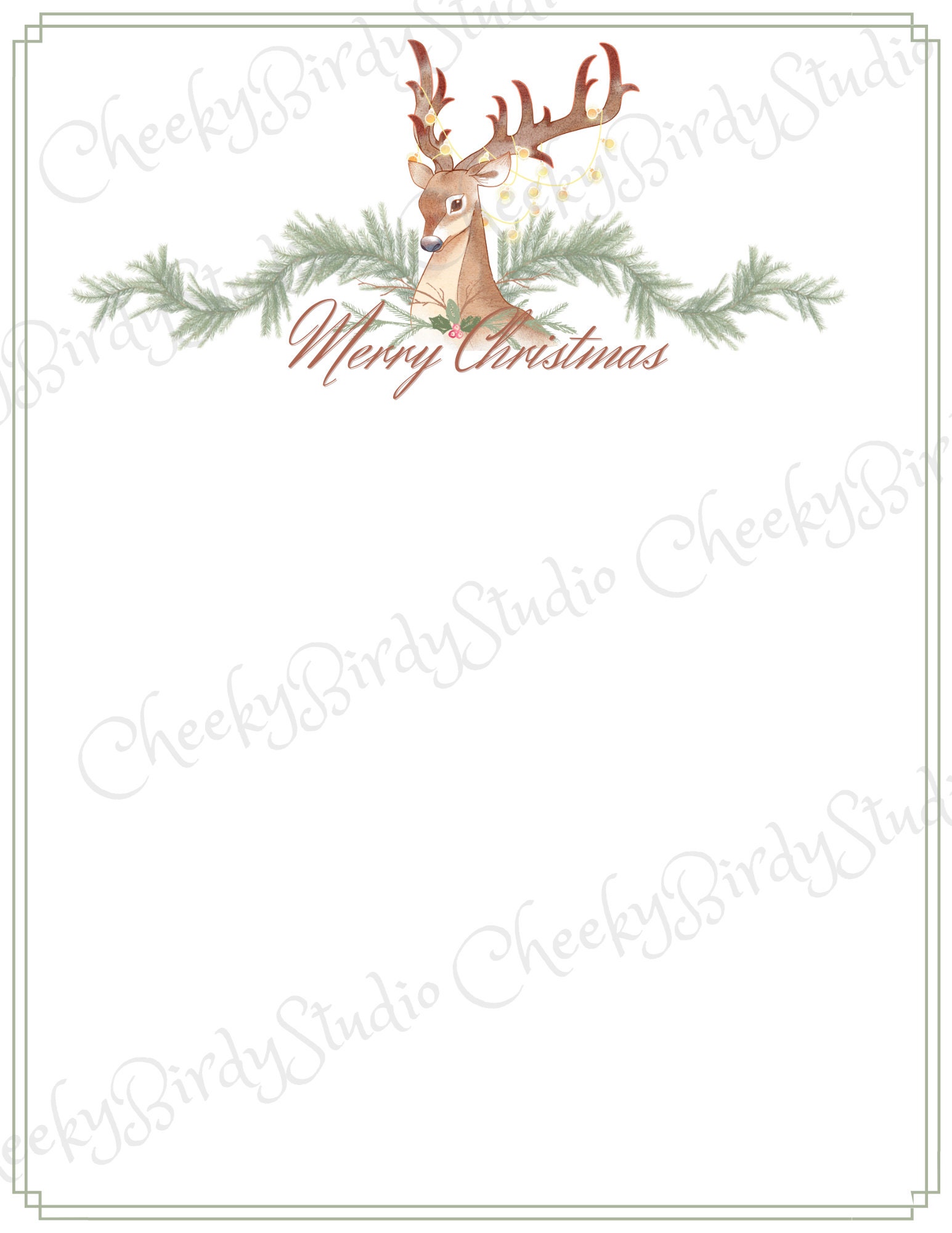 Printable Christmas Stationery Digital Download Instant Editable ...