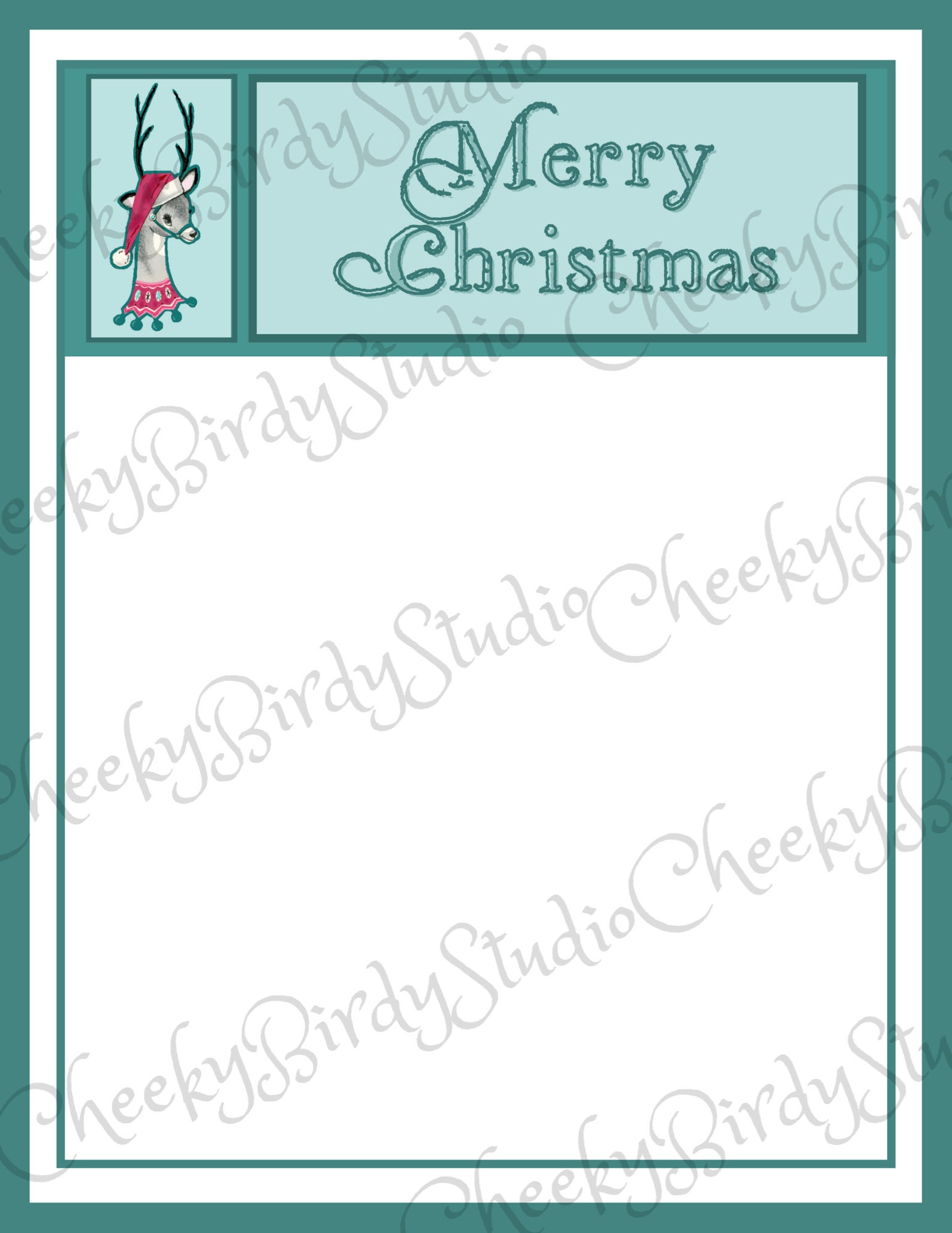 Printable Christmas Stationery Digital Download 2 Pages Instant ...