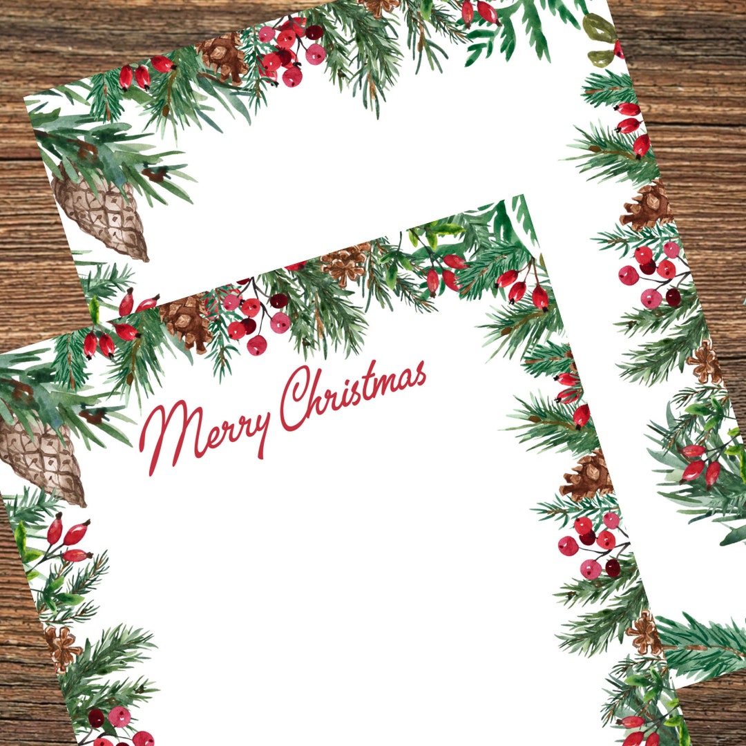 Printable Christmas Stationery Digital Download 2 Pages Instant ...