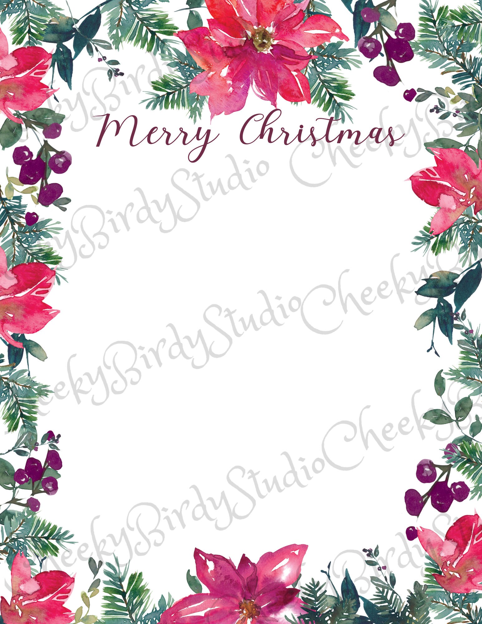 Printable Christmas Stationery Digital Download 2 Pages Instant ...