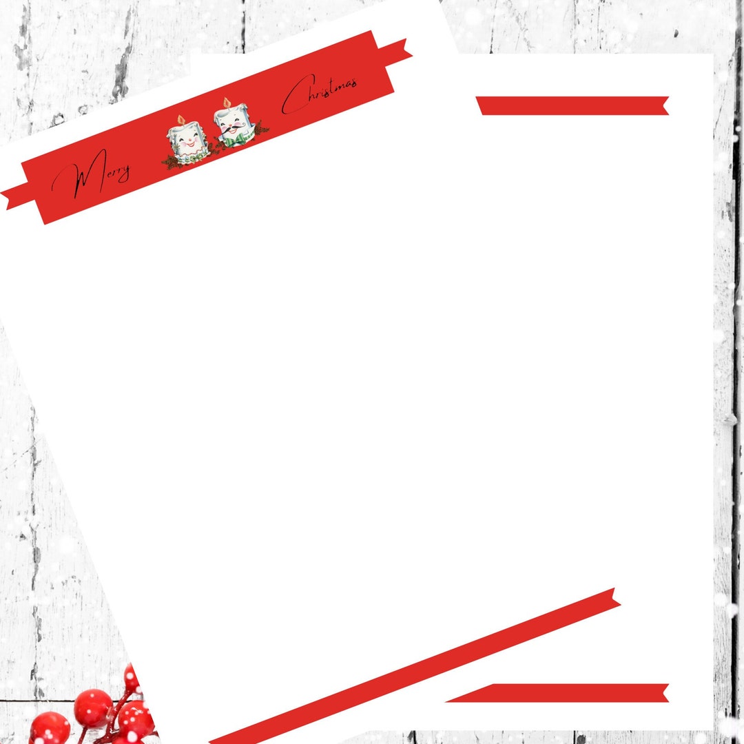 Printable Christmas Stationery Digital Download 2 Pages Instant ...