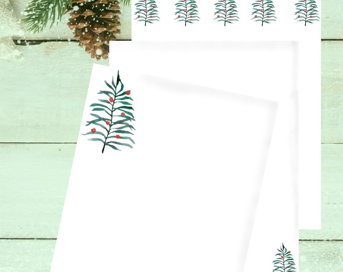Printable Christmas Stationery Digital Download 3 Pages Instant ...
