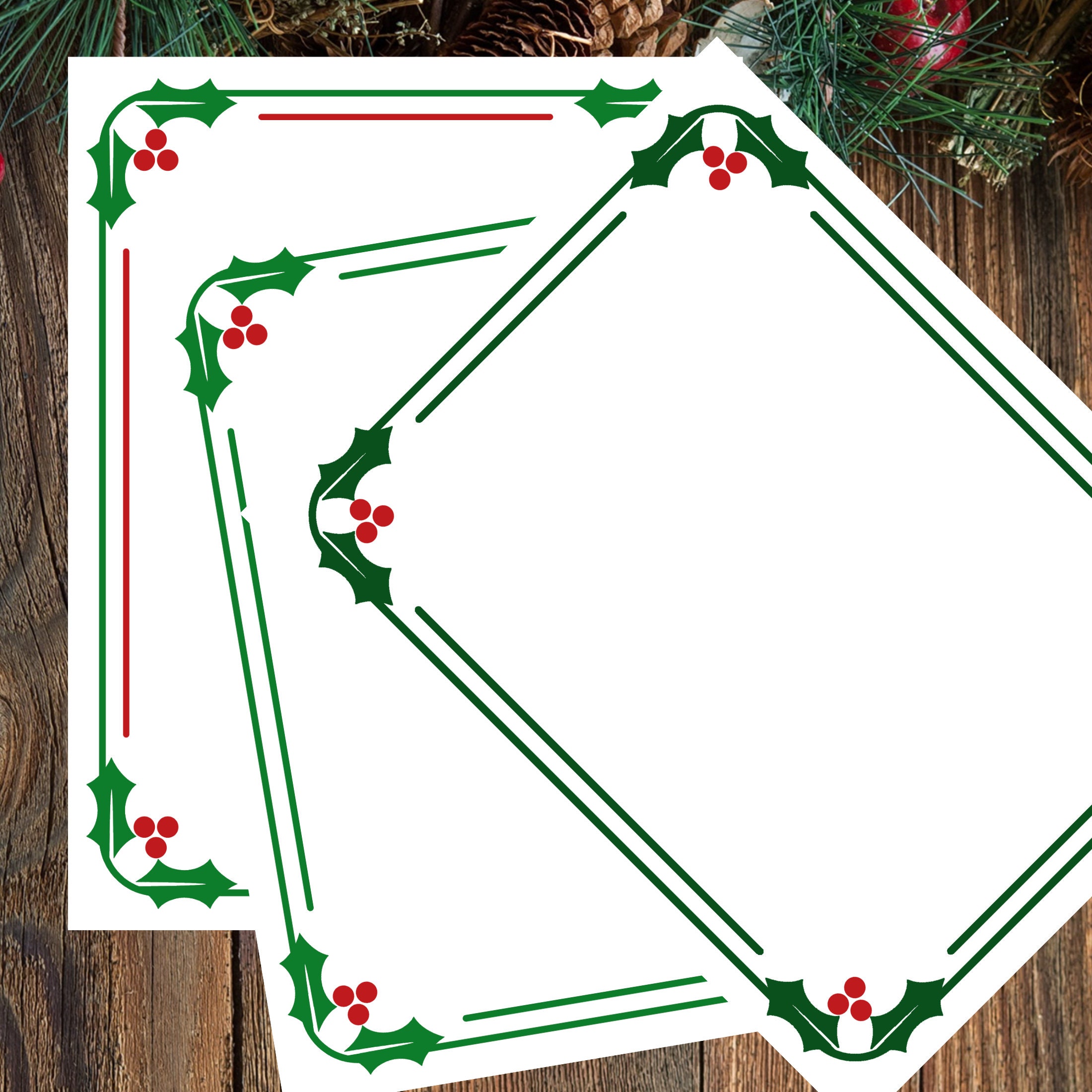 Printable Christmas Stationery Digital Download 3 Editable PDF Colors ...