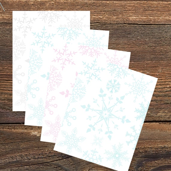 Printable Snowflake Christmas Stationery Digital Download 4 | Etsy