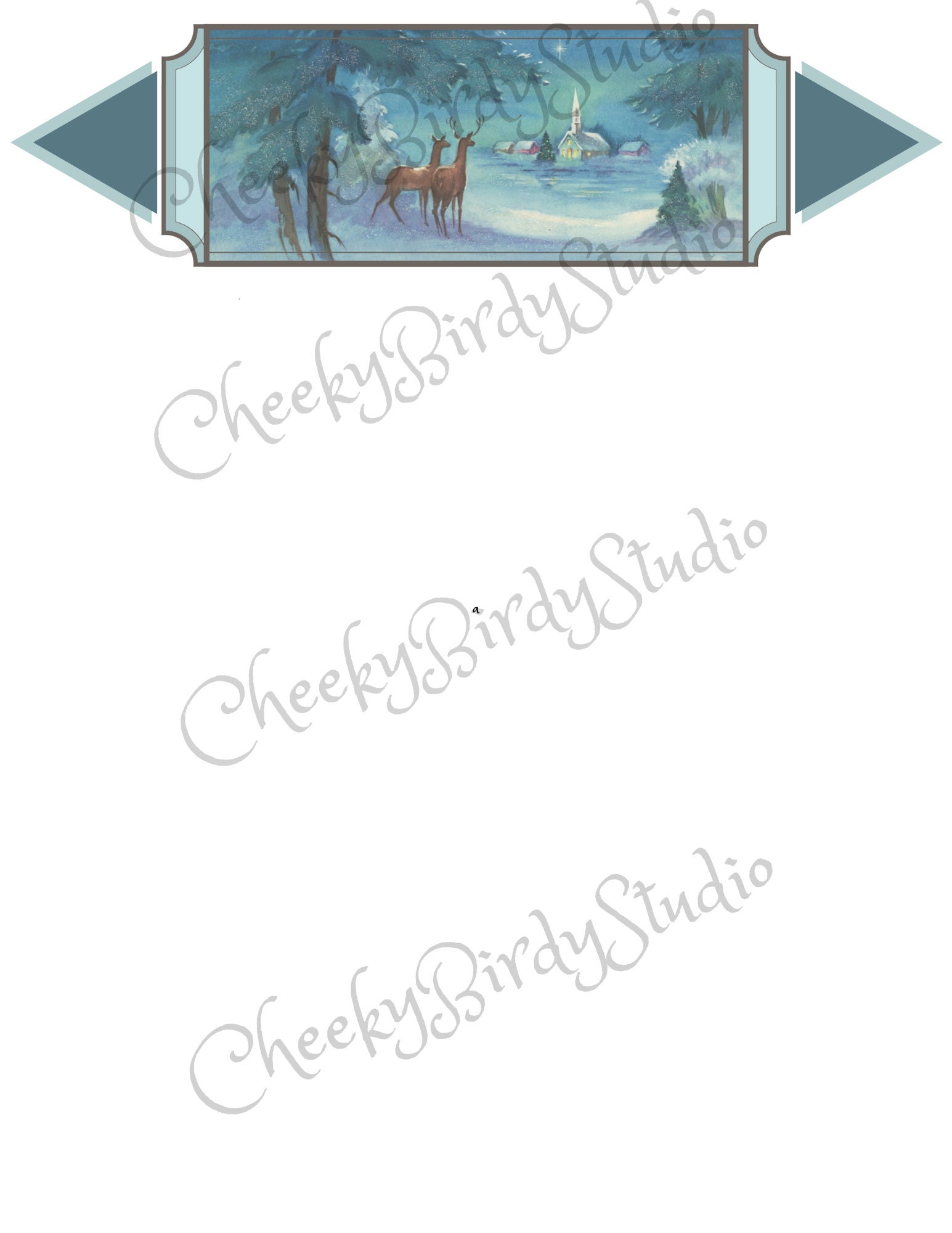 Printable Christmas Stationery Digital Download Instant Blue - Etsy