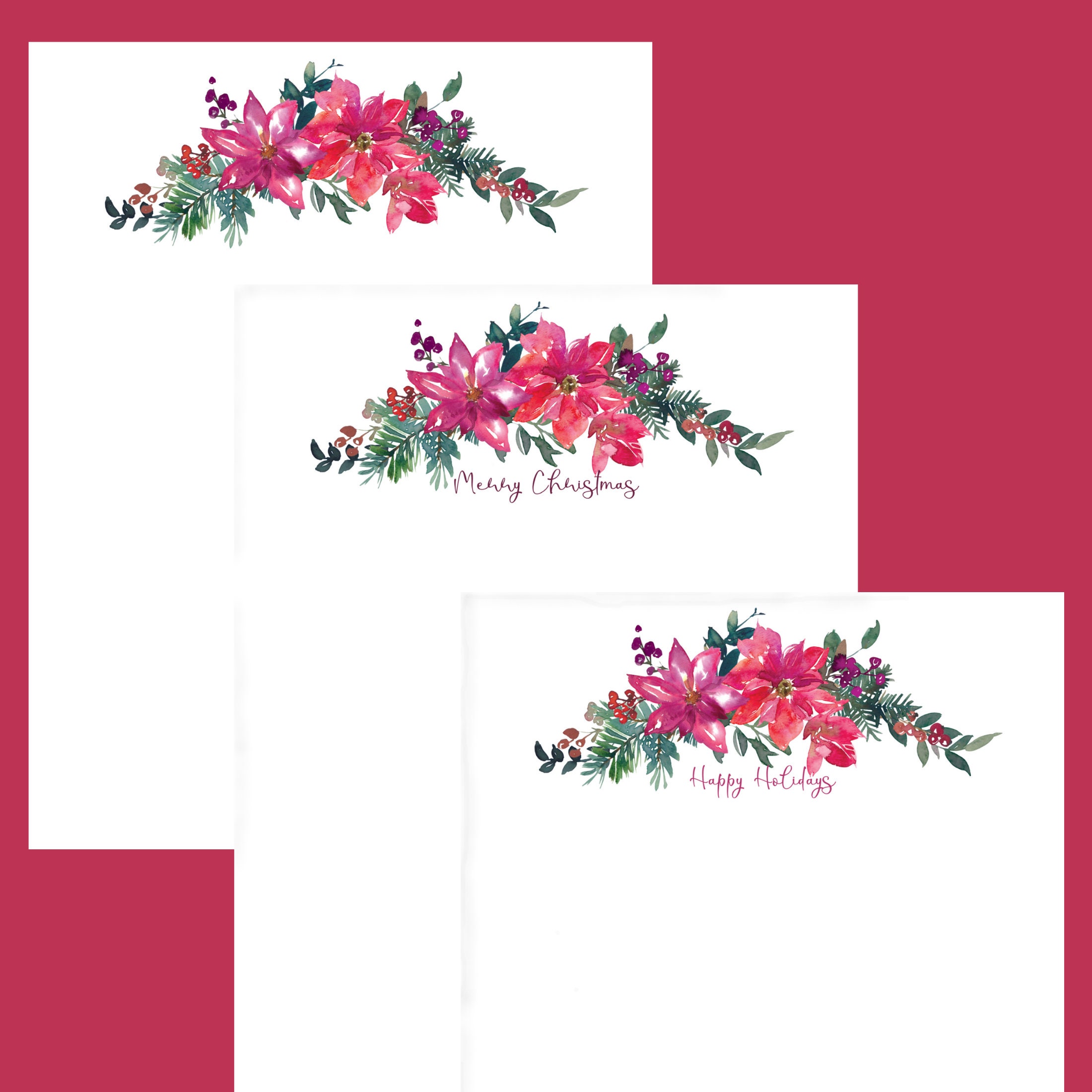 Printable Christmas Stationery Digital Download 3 Pages Instant ...