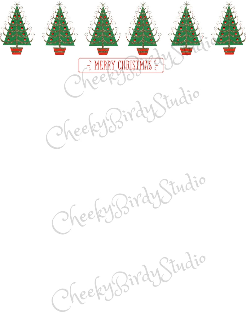 Printable Christmas Stationery Digital Download 2 Pages MCM Christmas ...