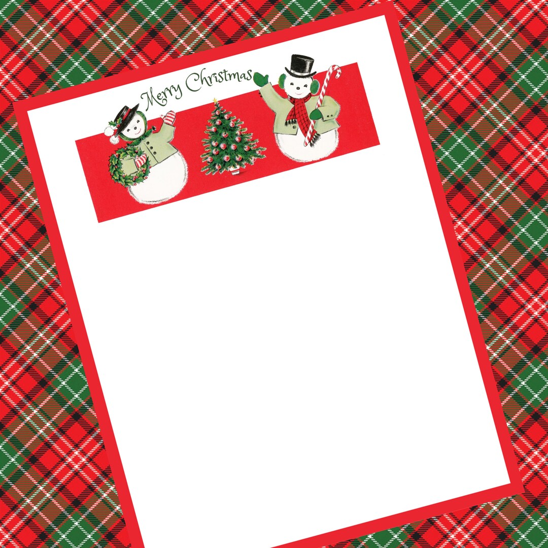 Printable Christmas Stationery Digital Download - Instant MCM Snowman ...