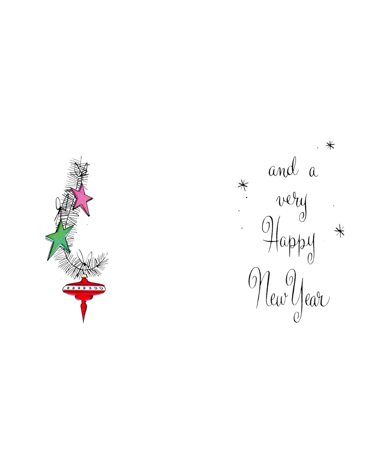 Digital MCM Starburst Ornament Christmas Card 5"x7" & Gift Enclosure ...