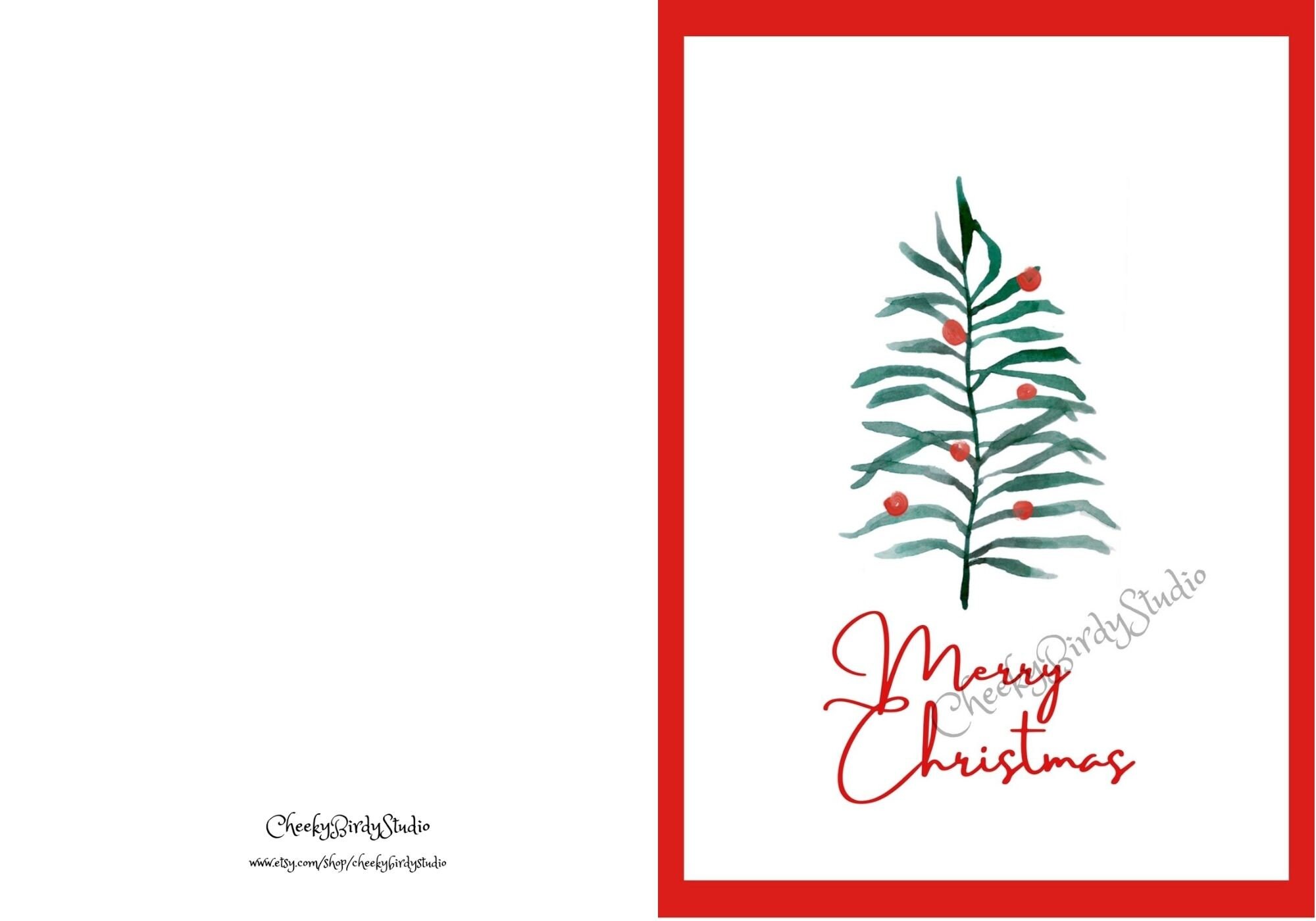 Rustic Christmas Tree Christmas Card Digital Download instant - Etsy