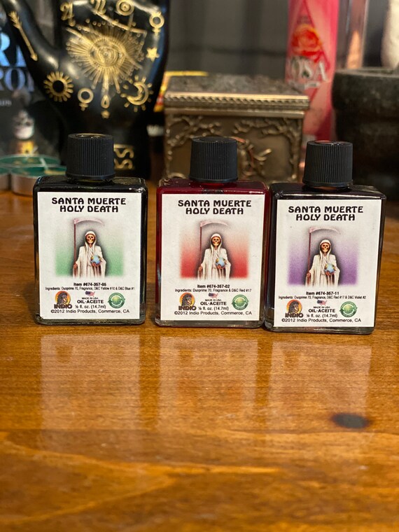 Indio Products Holy Death Santa Muerte Oil Purple Red or Green | Etsy