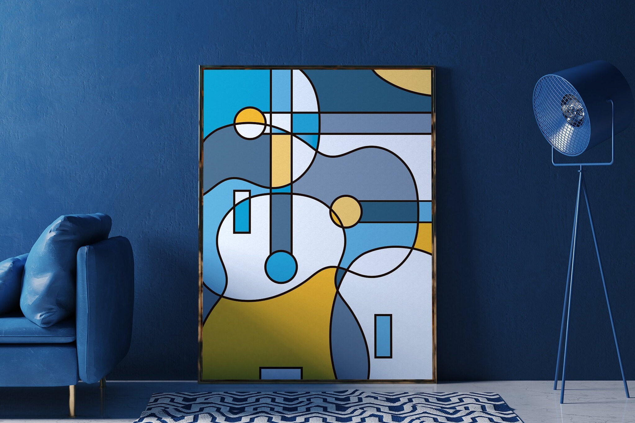 Cubism Printable Art Abstract Guitar Mid Century Modern Wall - Etsy