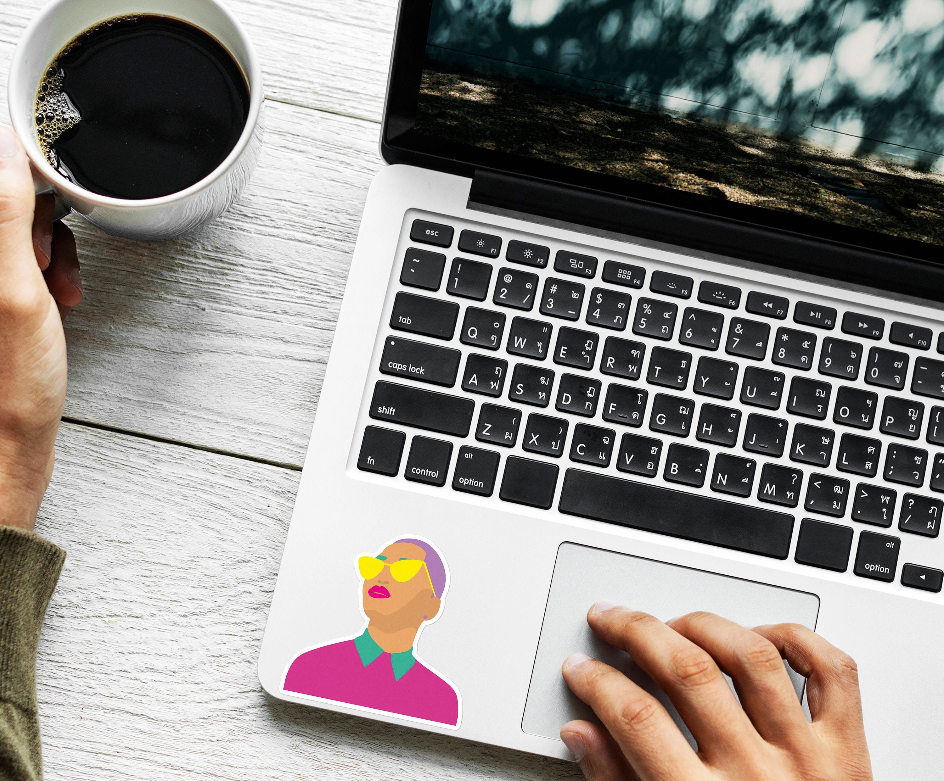 Laptop Girl Sticker Pink Stickers Computer Sticker Woman - Etsy