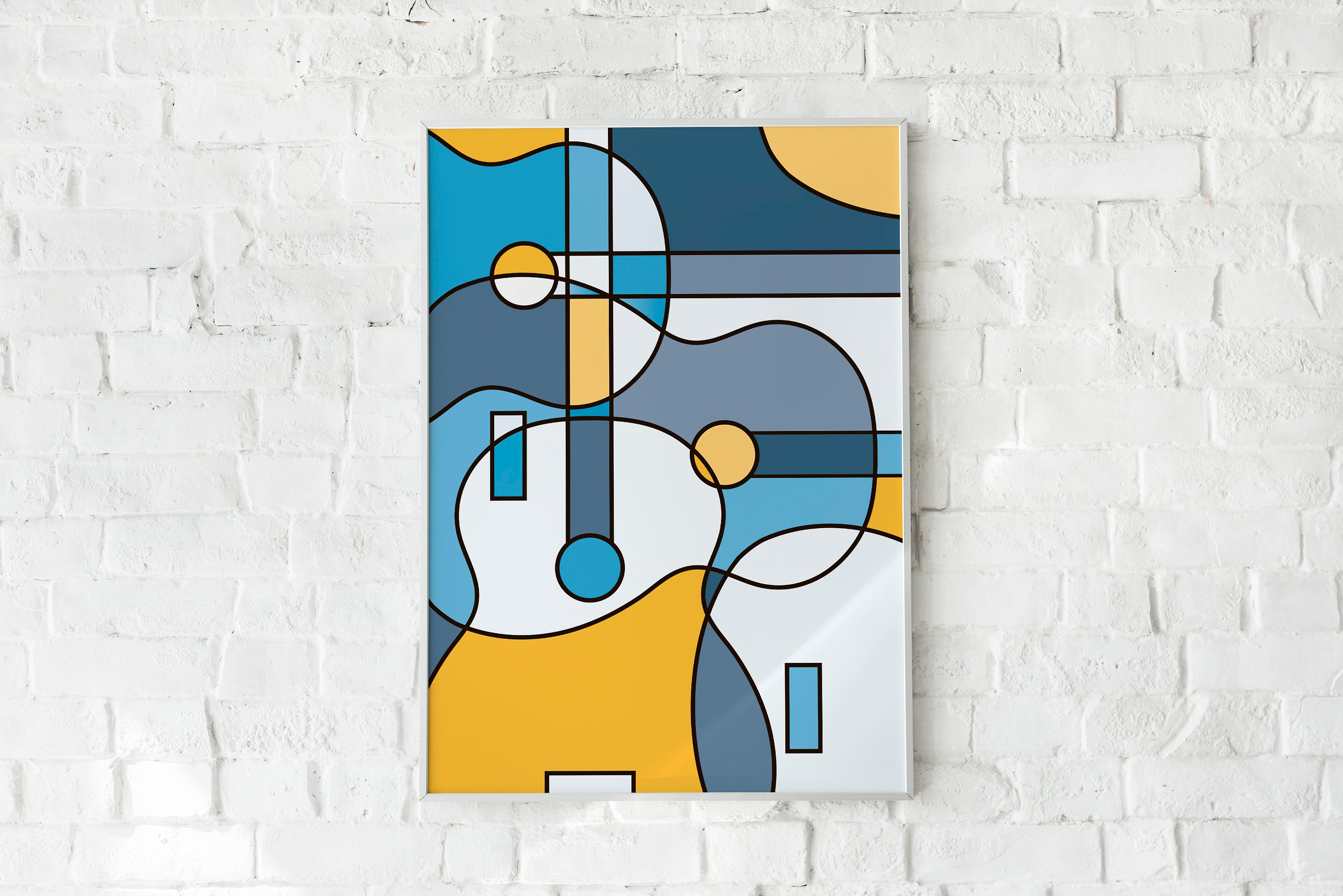 Cubism Printable Art, Abstract Guitar, Mid Century Modern Wall Art ...