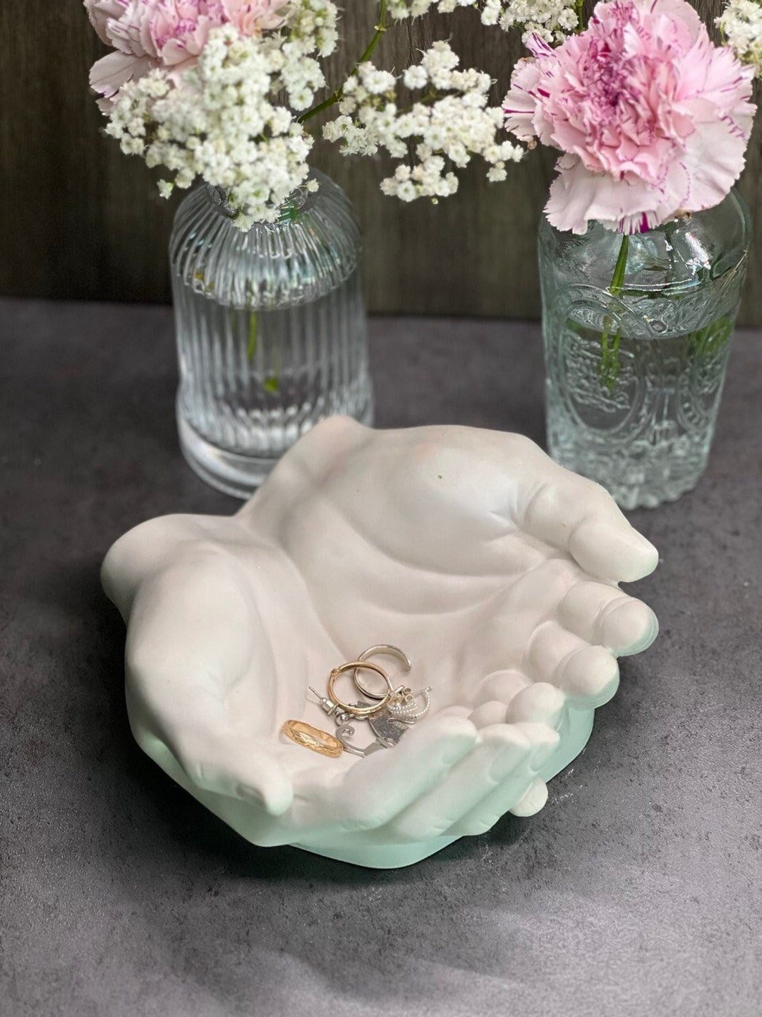 Concrete Hands Decorative Concrete Tray Hands Key Holder Concrete Decor ...