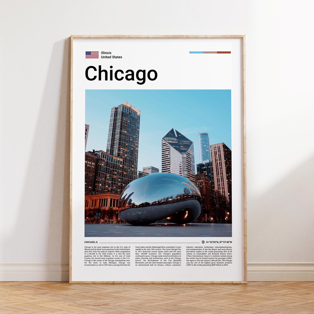 Chicago Skyline Poster: Modern City Wall Art - Etsy