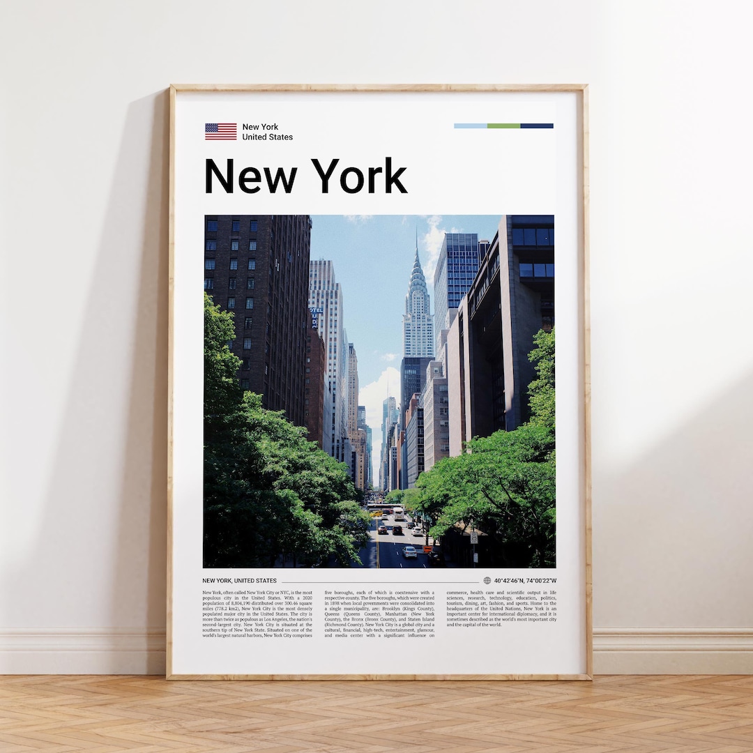 Nyc Skyline City Poster Nyc Cool Posters New York Skyline Wall - Etsy
