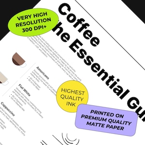 Coffee Essential Guide Print: Illustrated Coffee Recipes Kitchen Poster ...