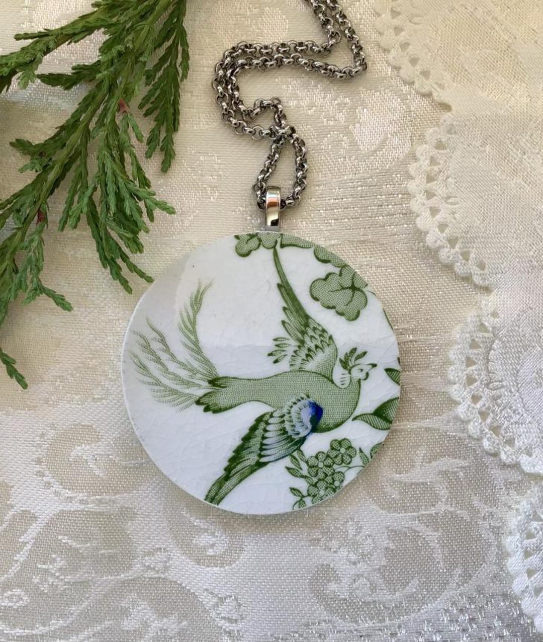 Vintage Broken Enoch Wedgewood Kent Fine China Pendant With Stainless ...