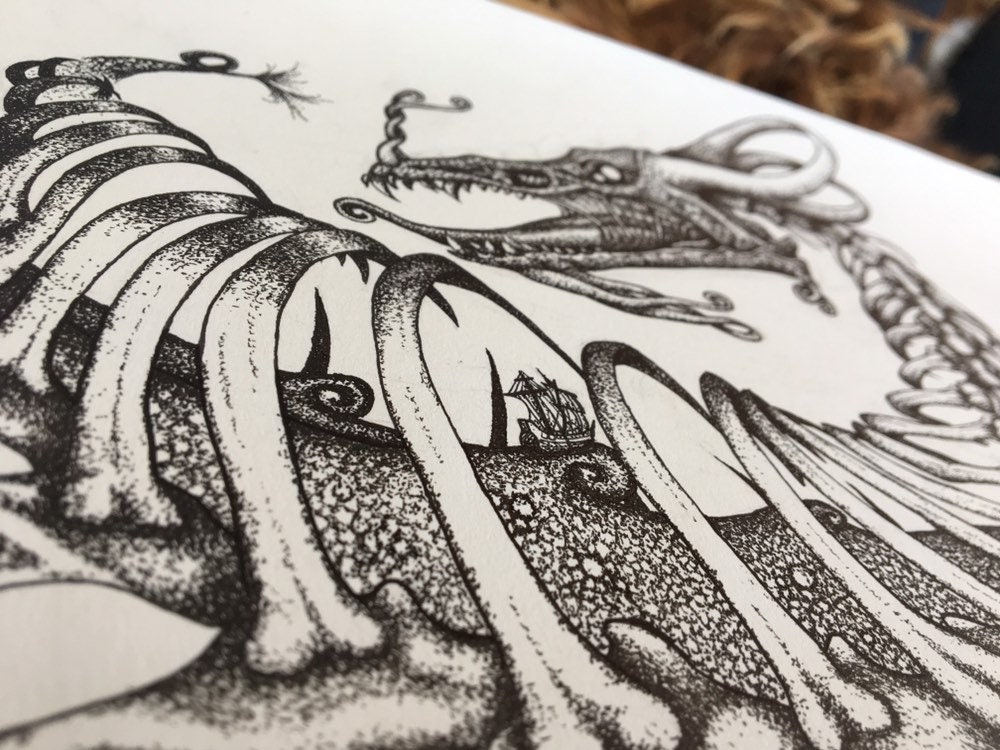 Sea Whip Pen & Ink Stippling Shadow and Bone Trilogy - Etsy