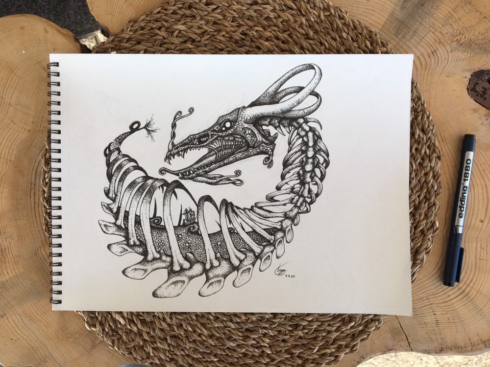 Sea Whip Pen & Ink Stippling Shadow and Bone Trilogy - Etsy