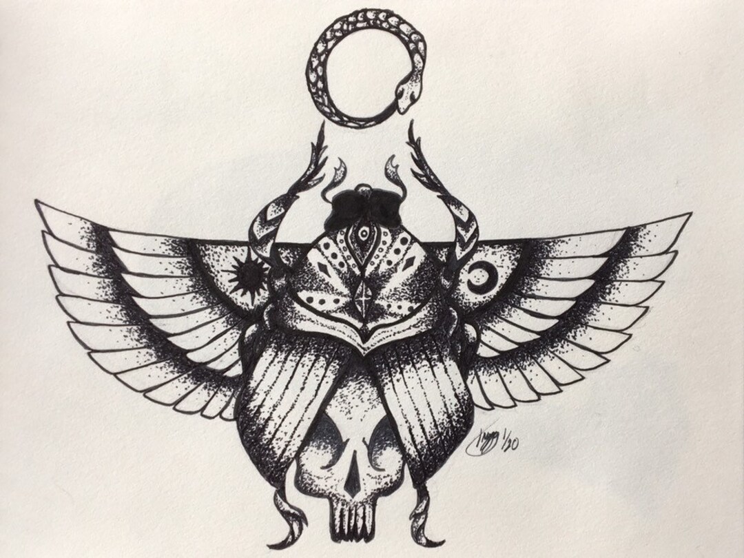 Scarab (corpse Beetle) ORIGINAL | Pen & Ink Stippling - Etsy