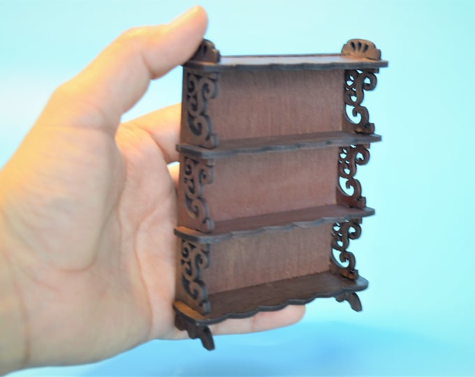 Dollhouse Miniature Bookshelf Display Shelf Handcrafted Wood 3 | Etsy