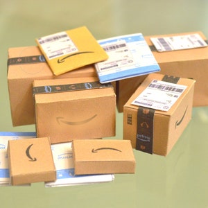 DIY Mini Amazon Box Templates, Dollhouse Miniature Shipping Packages ...