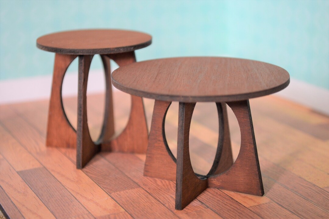 Dollhouse Miniature Table Set Livig Room 1:12 Scale Handcrafted Wood ...