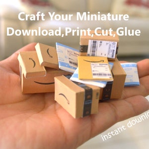 DIY Mini Amazon Box Templates, Dollhouse Miniature Shipping Packages ...
