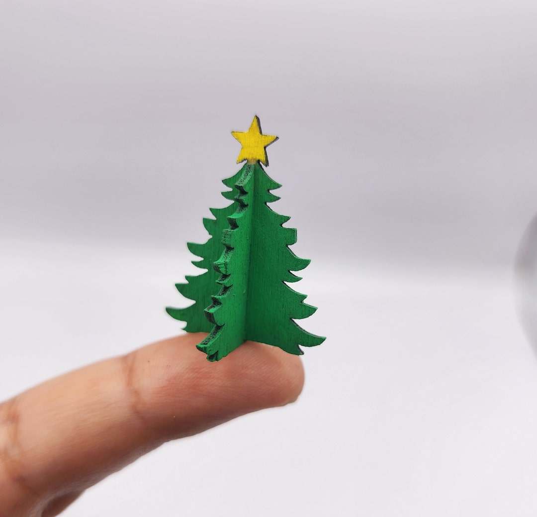 Dollhouse Miniature Christmas Wood Tree Holiday Decoration 1:12 Scale ...