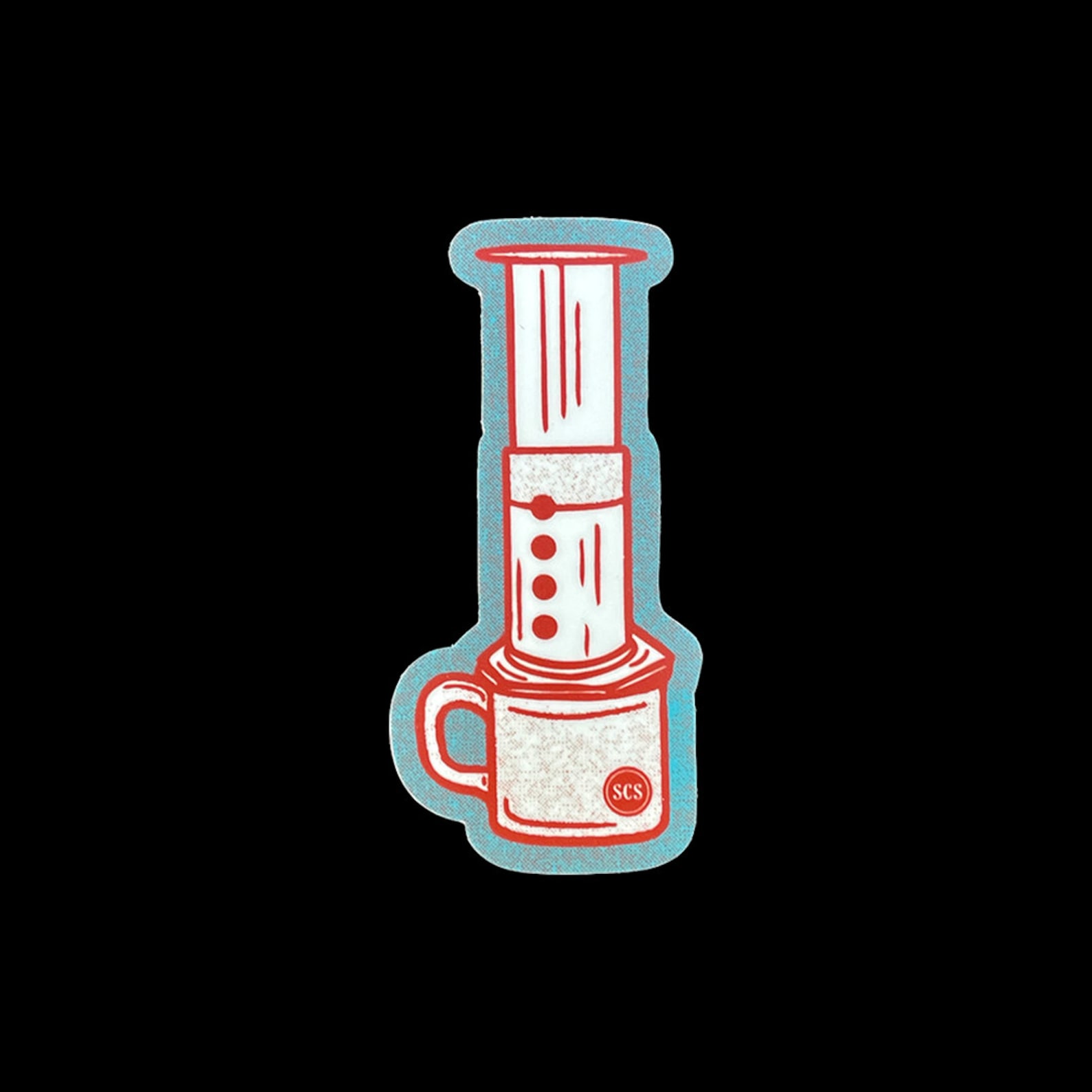 Aeropress & Mug 3" X 2.96" Die Cut Stickers, Illustration, Vinyl ...