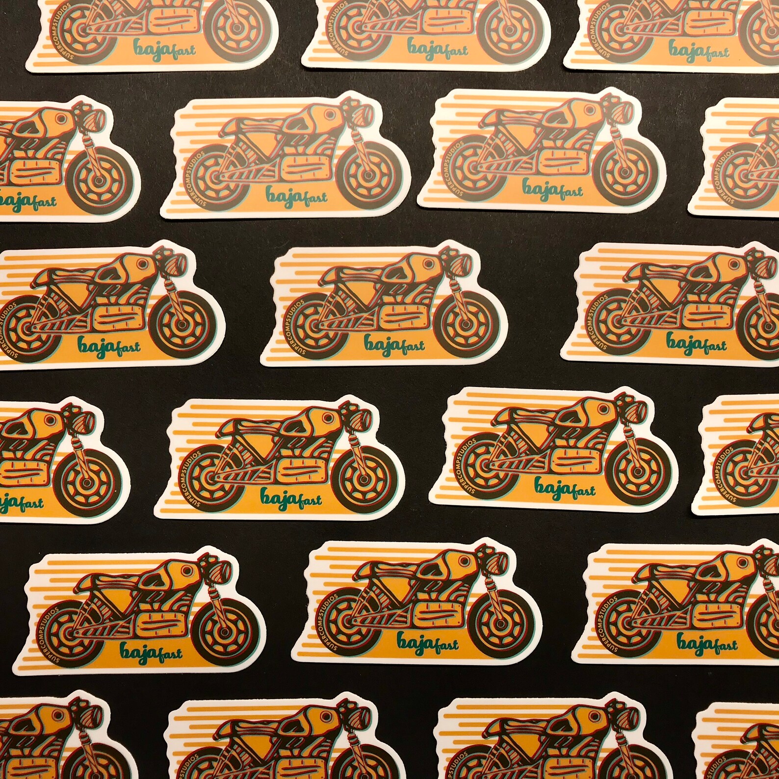 Baja Fast - Cafe Racer Motorcycle, 1.5 X 3in. Vinyl Stickers, Die-cut ...