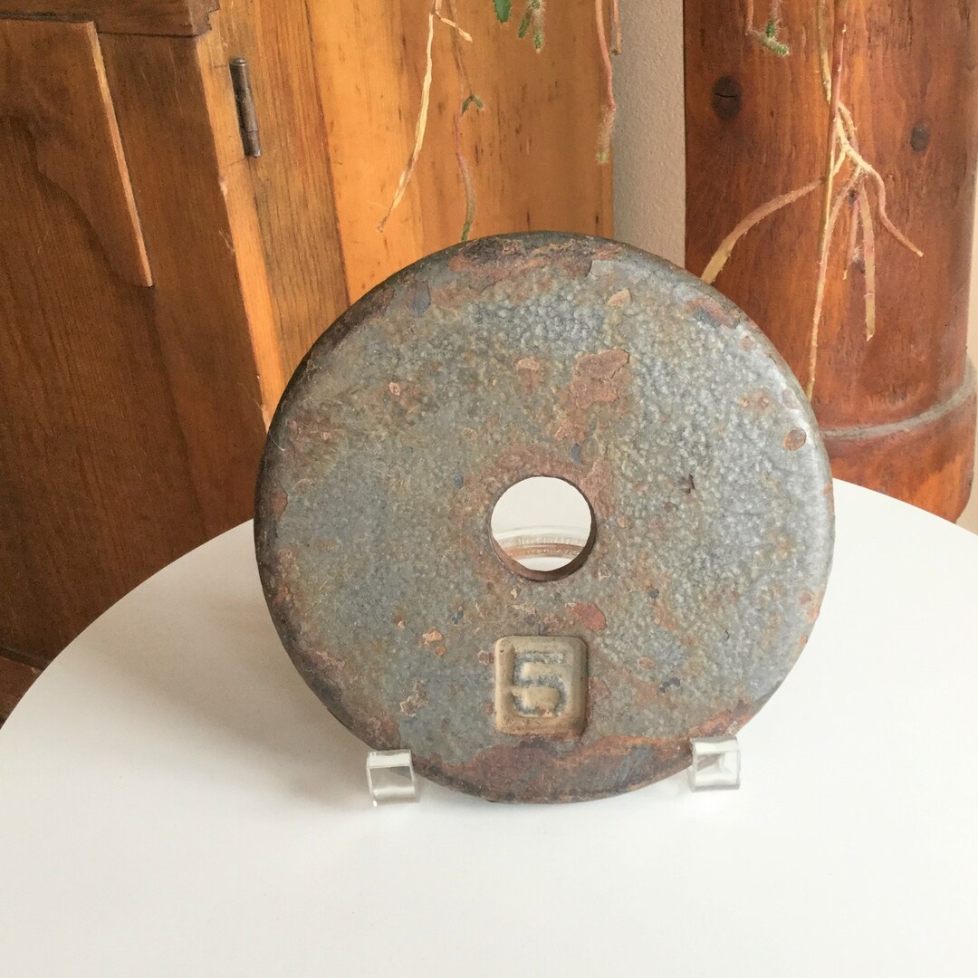 Vintage Cast Iron 5 LB Barbell Weight Plate With Amazing Patina - Etsy