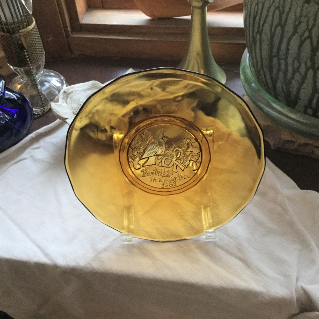 Partridge in a Pear Tree Amber Glass Plate 1981 Tiara Indiana Glass - Etsy